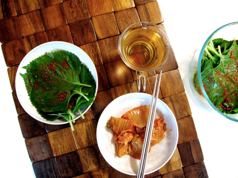 Korean Banchan: Kkaennip Kimchi | spontaneous tomato